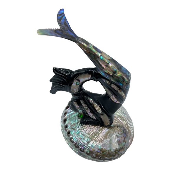 Art | Htf Art Deco Carved Obsidian Abalone Mop Bizarre Siren Mermaid ...
